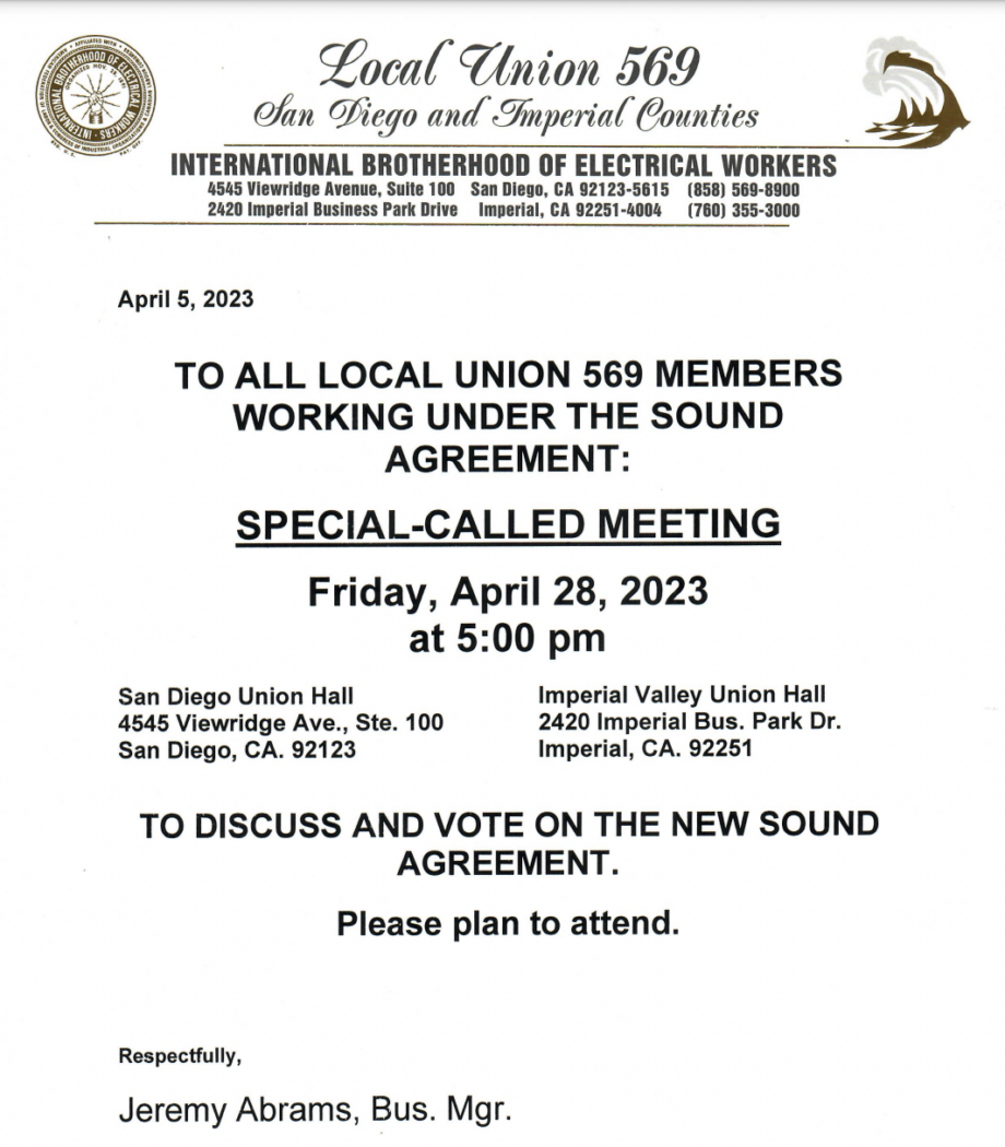 News - IBEW International Brotherhood of Electrical Workers Local 569